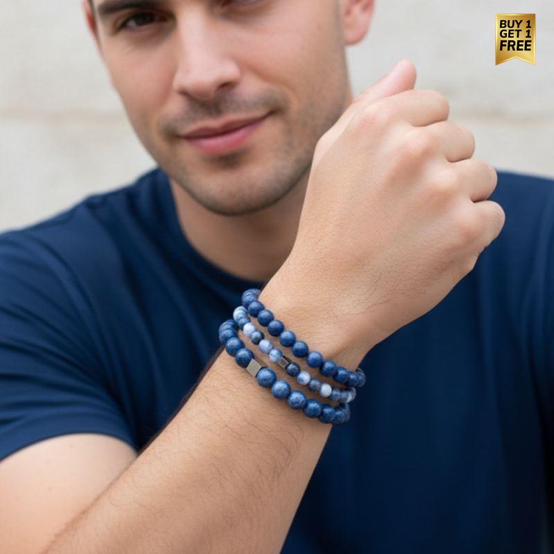 Calm Layered Bracelets | Sodalite - For Men | Includes: Bracelets (Set ...