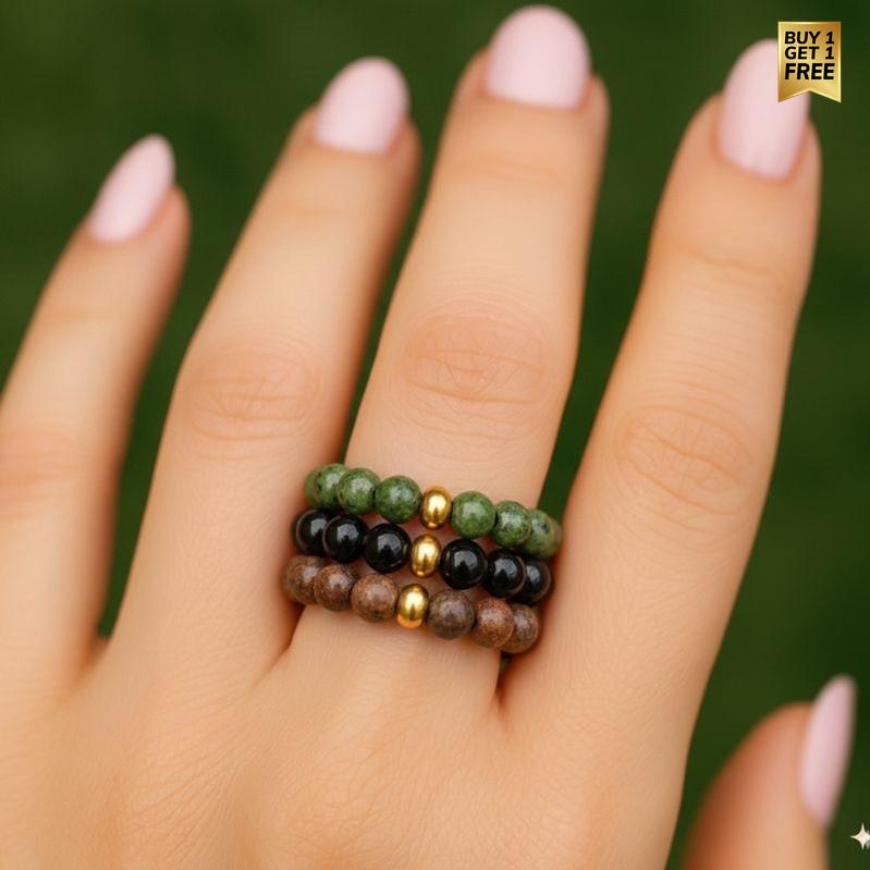 Flexi Modern Rings | Jade & Obsidian Gemstones - For Women | Includes ...