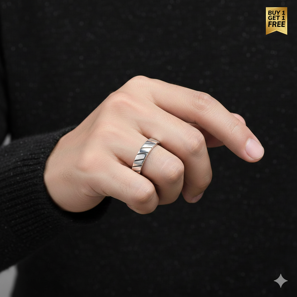Striped Everyday Ring | Premium Alloy– For Men | Includes: Ring – Kekaa