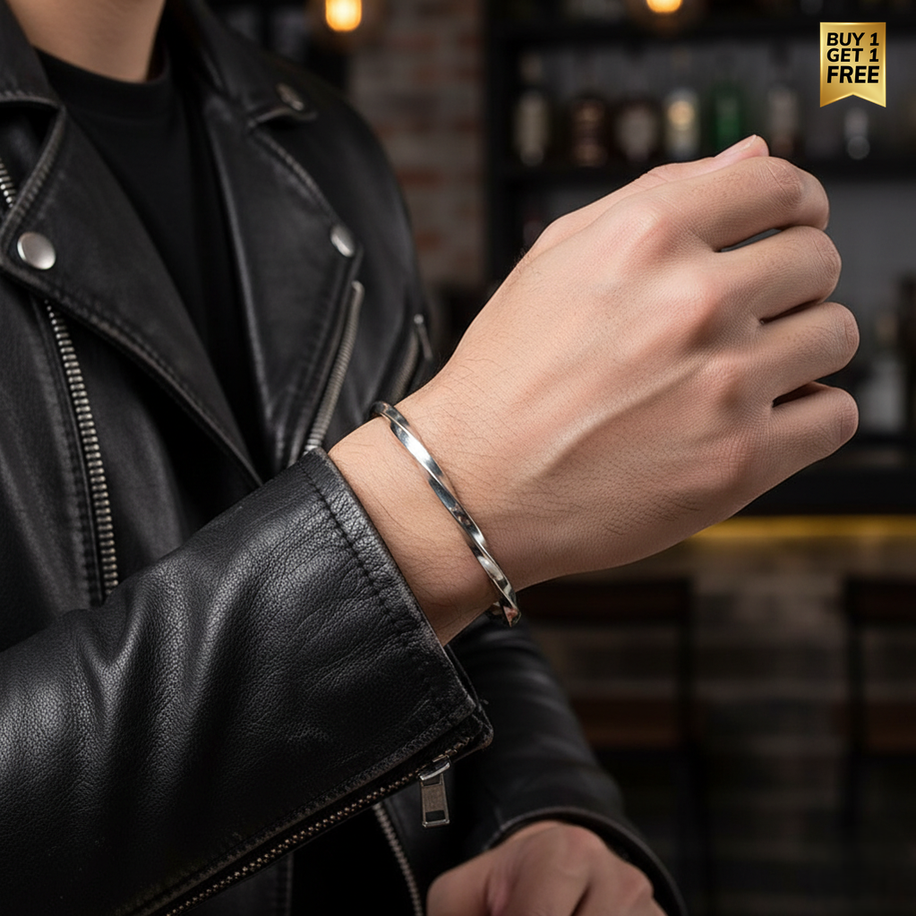 Solid Everyday twist Cuff Bracelet | TITANIUM STEEL - For Men | Includ ...
