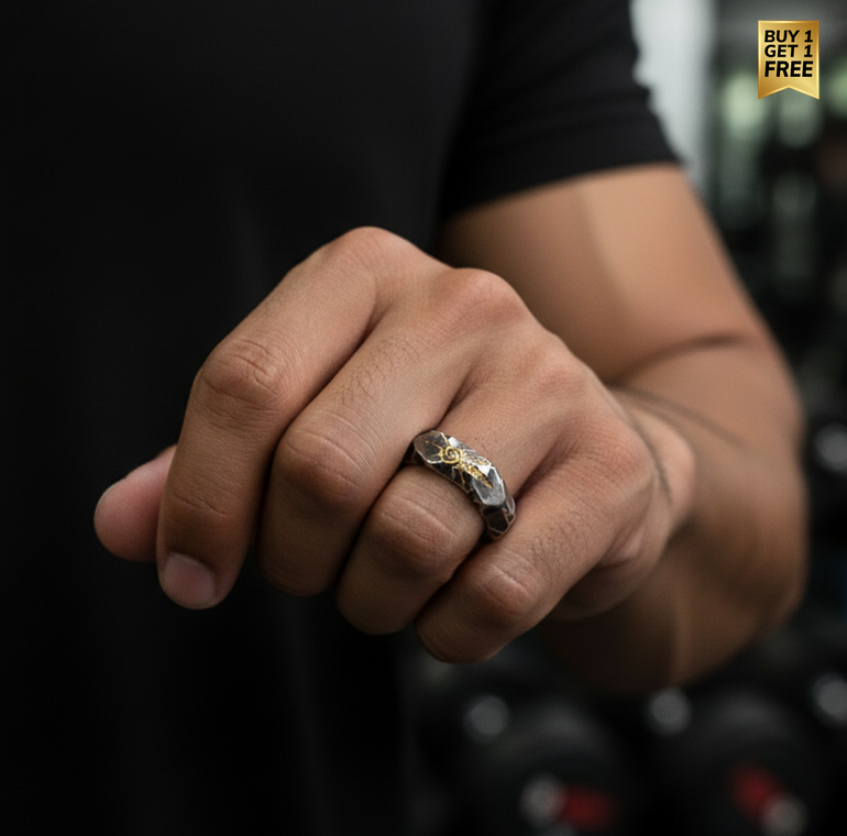 Oxidised Warrior Ring Flexi Size | Copper– For Men | Includes: Ring – Kekaa