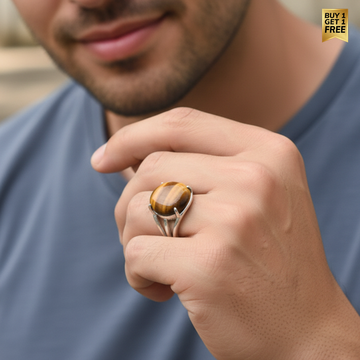 Confidence Bezel Ring Flexi Size | Tiger Eye – For Men | Includes: Rin ...