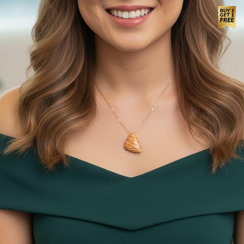 Orange Chunky Triangle Necklace | 18K PVD Gold Plated - For Women | In ...